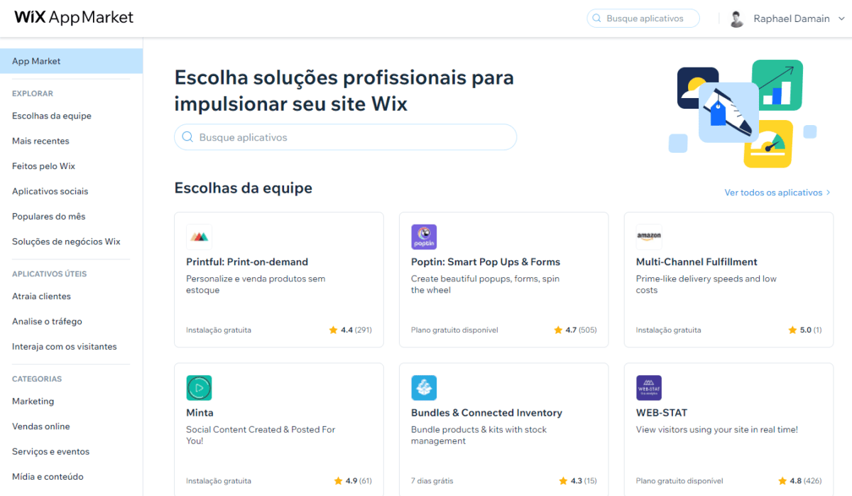 O que é Wix App Market?
